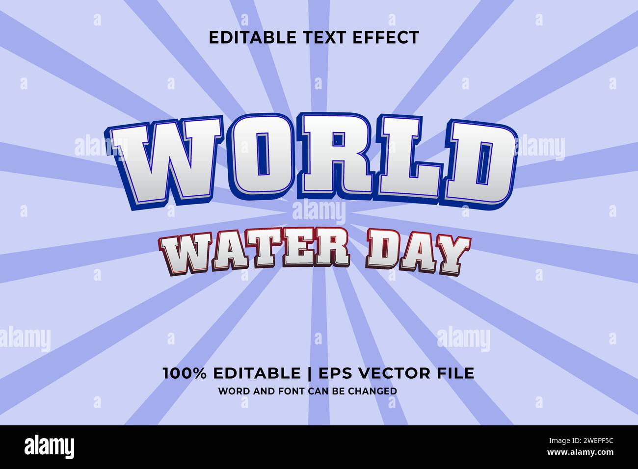 World water day 3d Text Effect Editable 3D Style eps vector Stock Vector Image & Art - Alamy