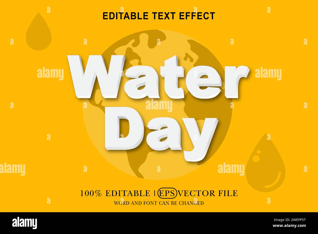 World water day 3d Text Effect Editable 3D Style eps vector Stock ...