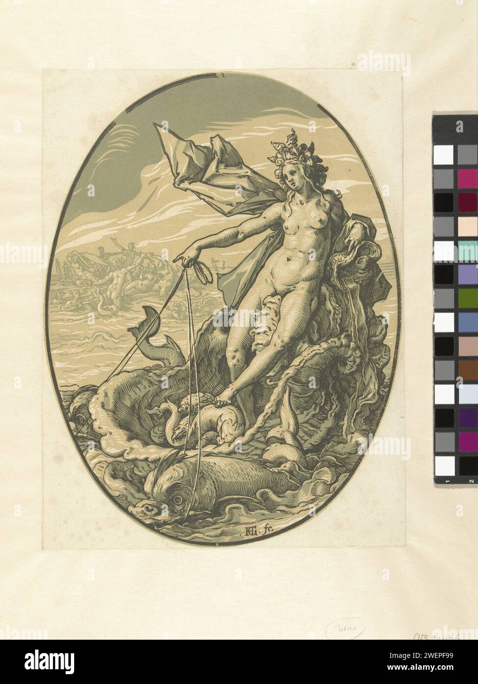 Thetis, 1589 - 1590 print The goddess Thetis, sailing on a shell that ...
