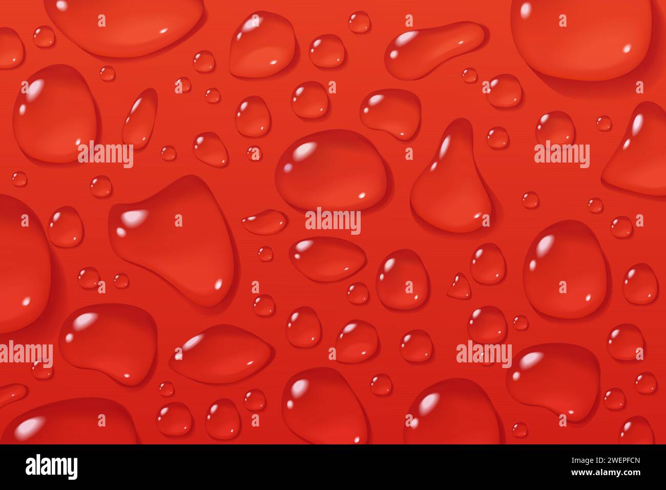 Red drops abstract background. Condensate on glass in close up Stock ...