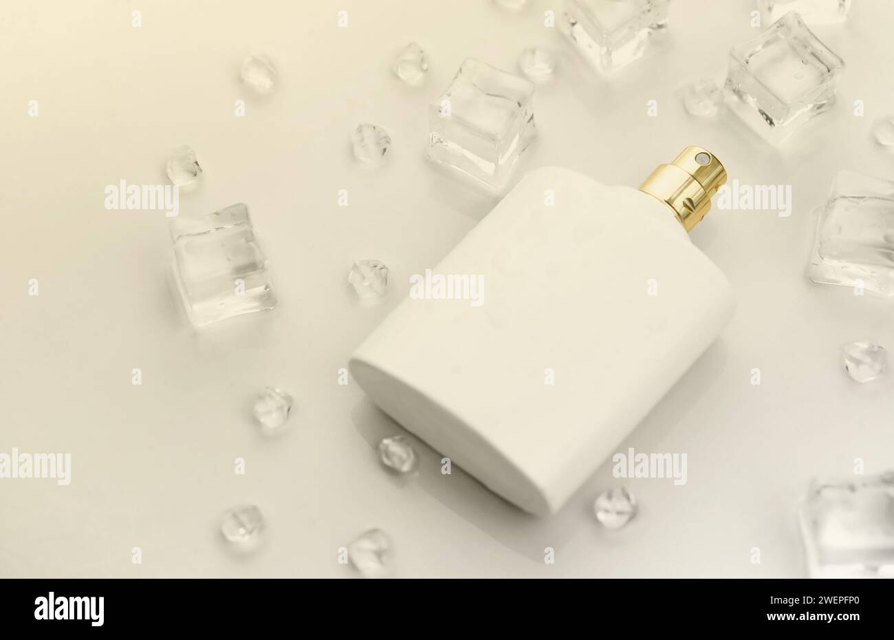 Female perfume mat white bottle, objective photograph of perfume bottle ...