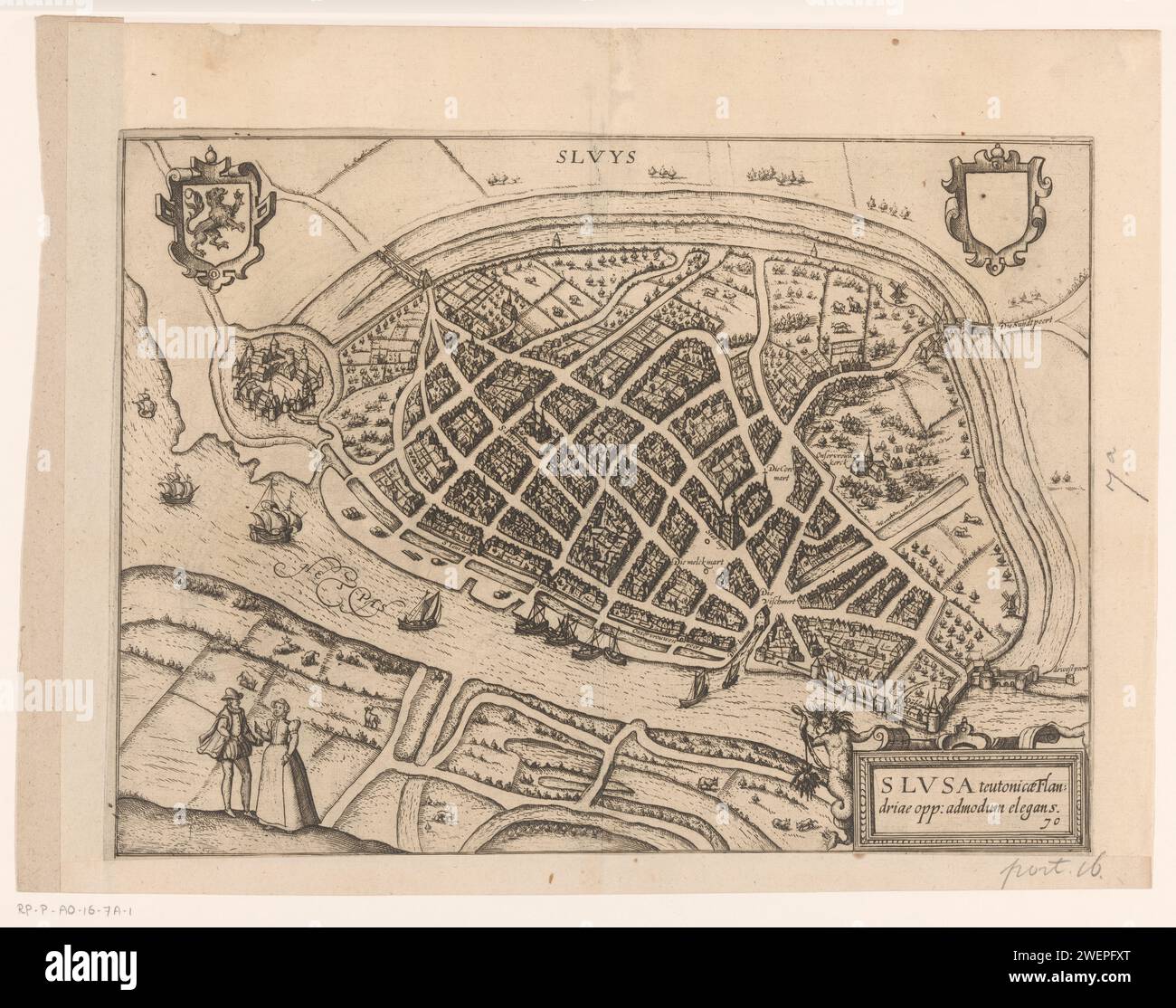 Map of Sluis, Anonymous, 1612 - 1648 print Map of Sluis. At the top ...