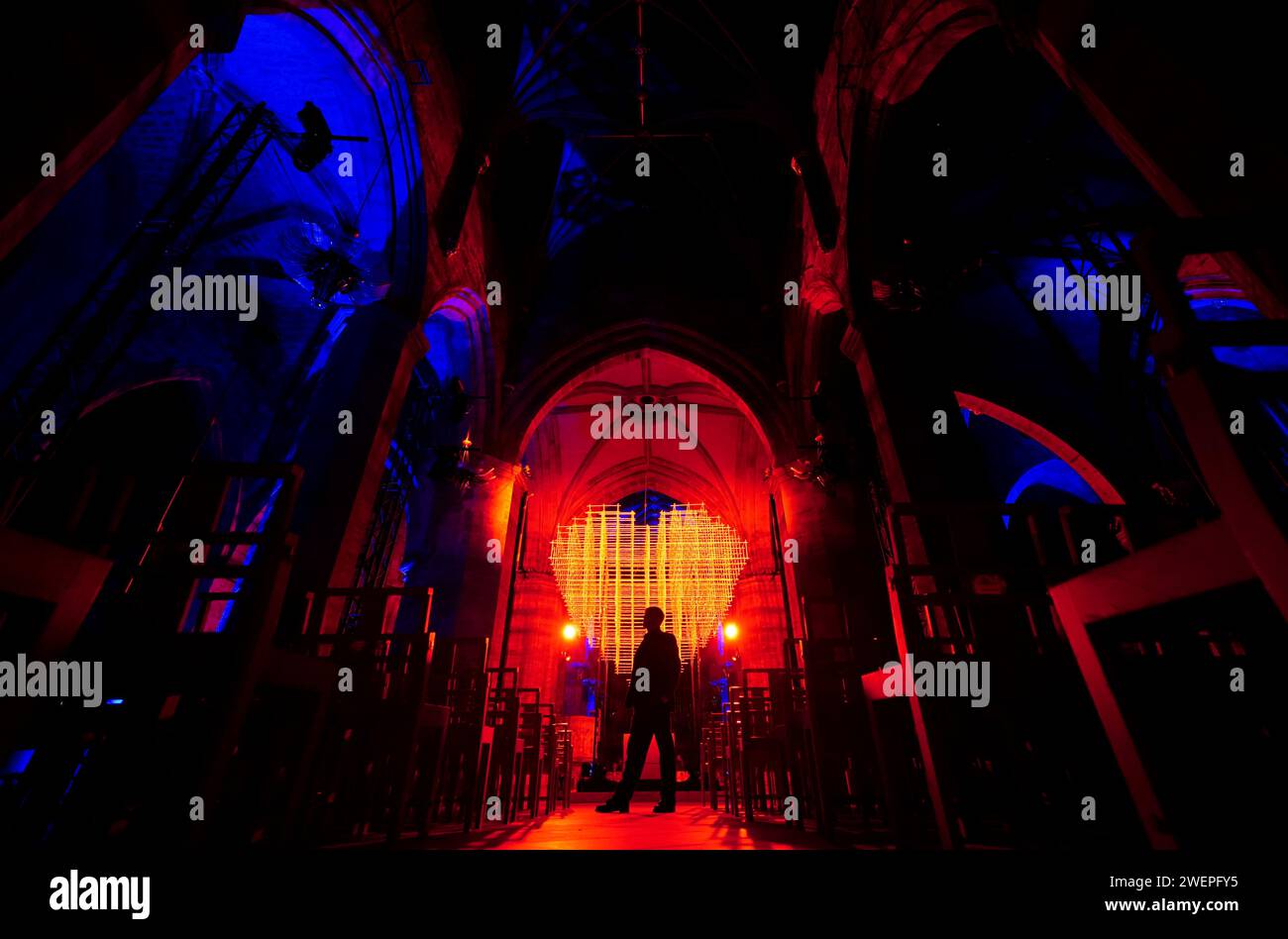 Artist Michael Pendry alongside his three-dimensional sculpture Heart ...