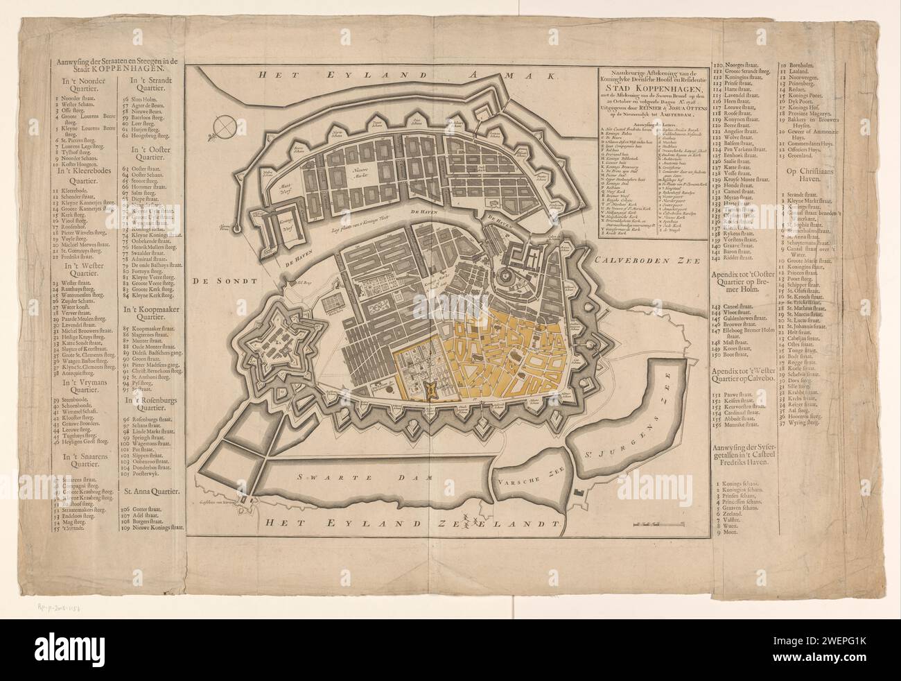 Map of Copenhagen, Anonymous, After c. 1728 print Map of Copenhagen ...