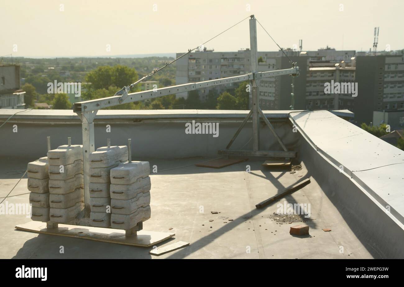 Counter weight or weight balance concrete blocks or bricks as part of ...