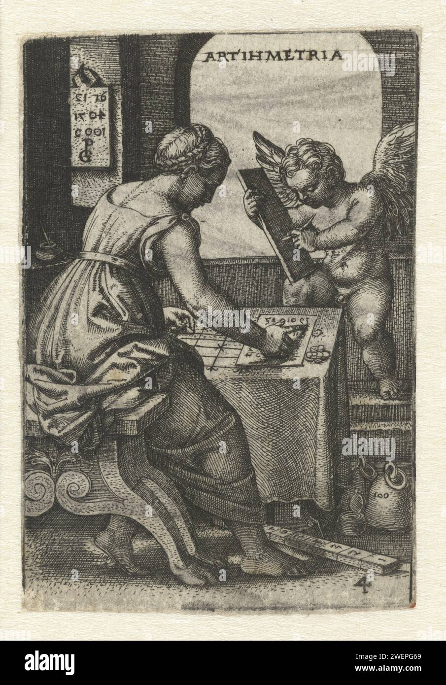 Accounting, Georg Pencz, 1539 - 1543 print Woman as personification of ...