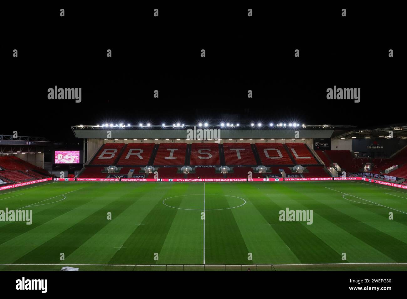 Bristol, UK. 26th Jan, 2024. A general view inside of Ashton Gate, home ...