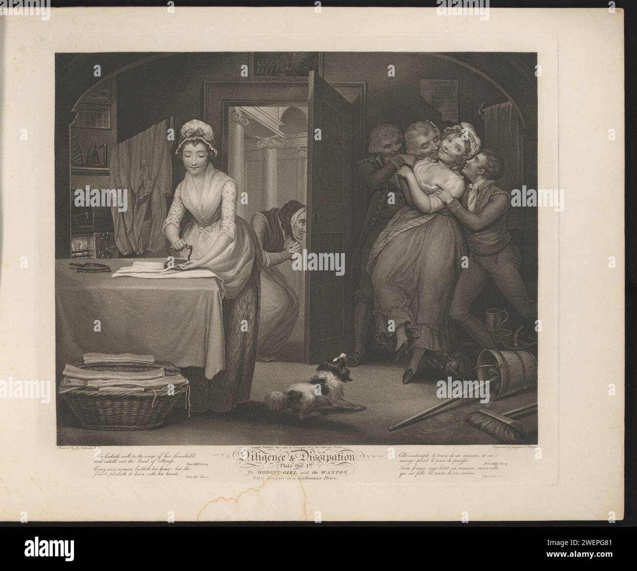 Modest And Dissolute Maid 1796 Print The Modest Maid Is To Iron While