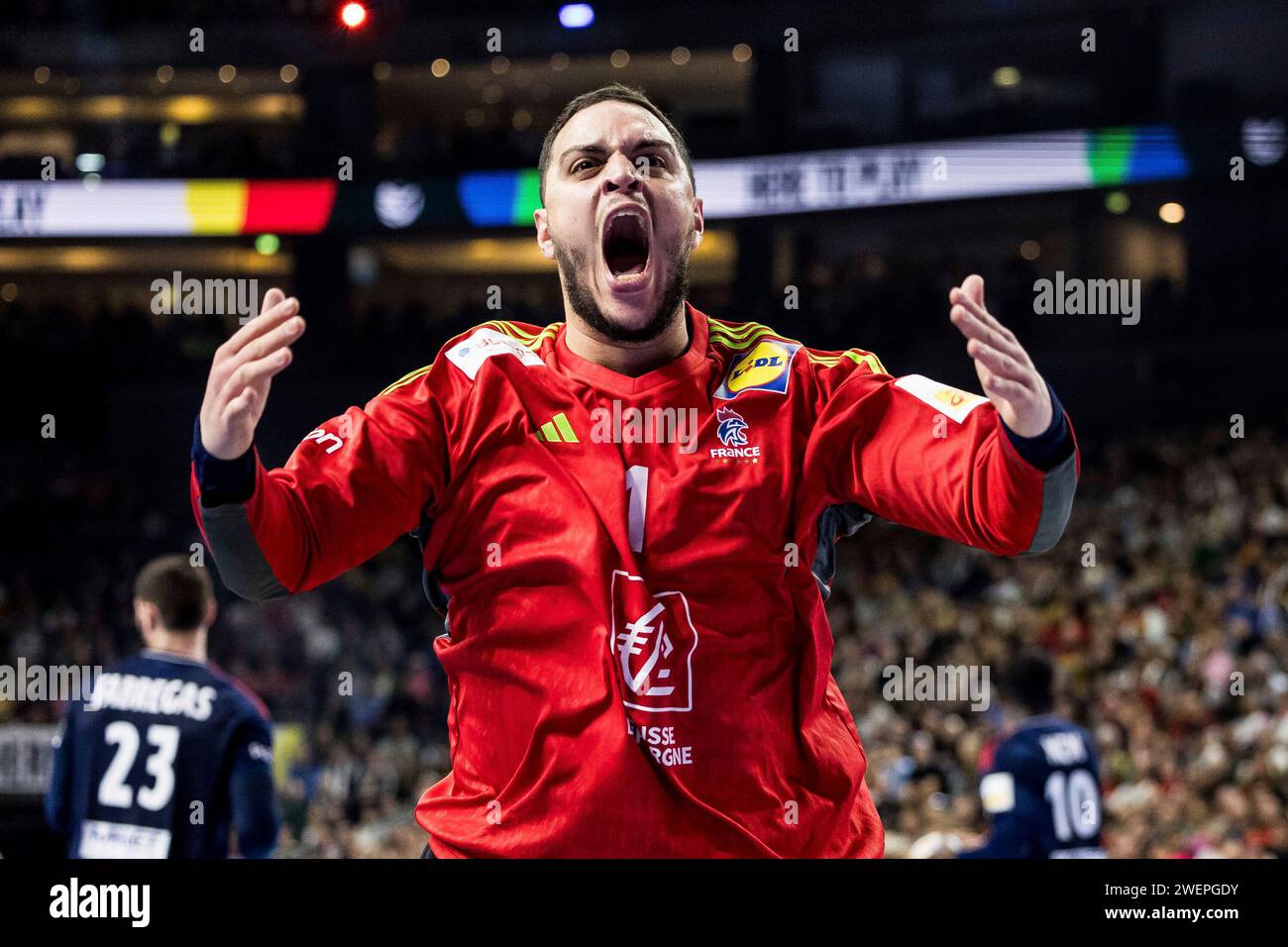 Samir Bellahcene (Frankreich, #1) jubelt MEN?S EHF EURO 2024 ...