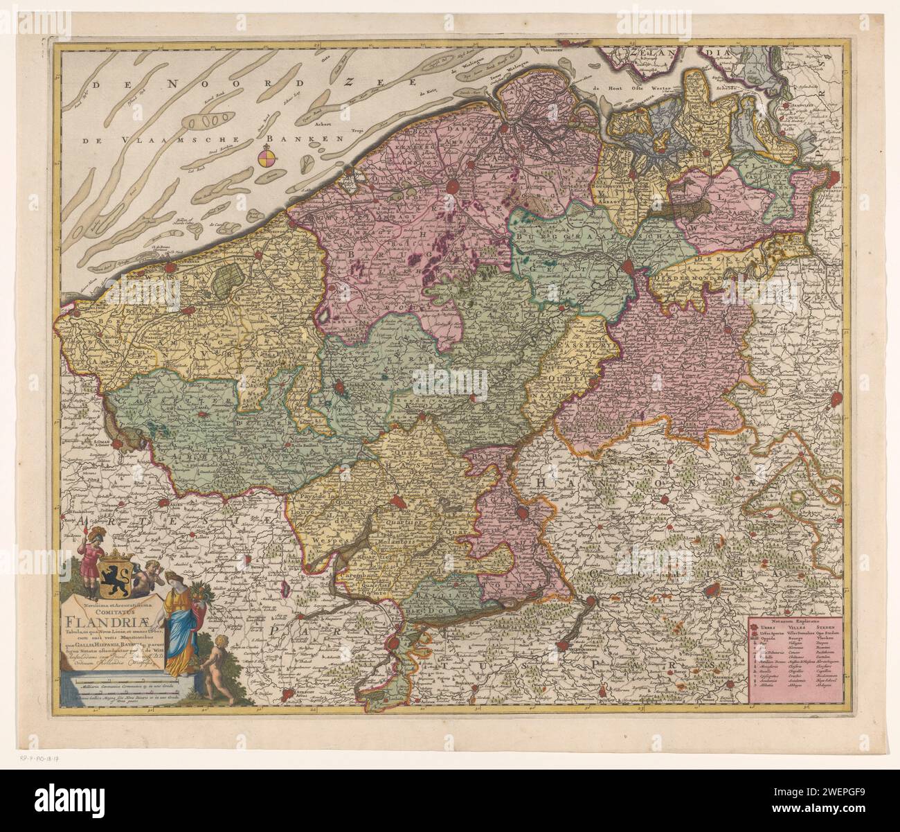 Map of the Graafschap Vlaanderen, Anonymous, c. 1707 - 1710 print Map ...