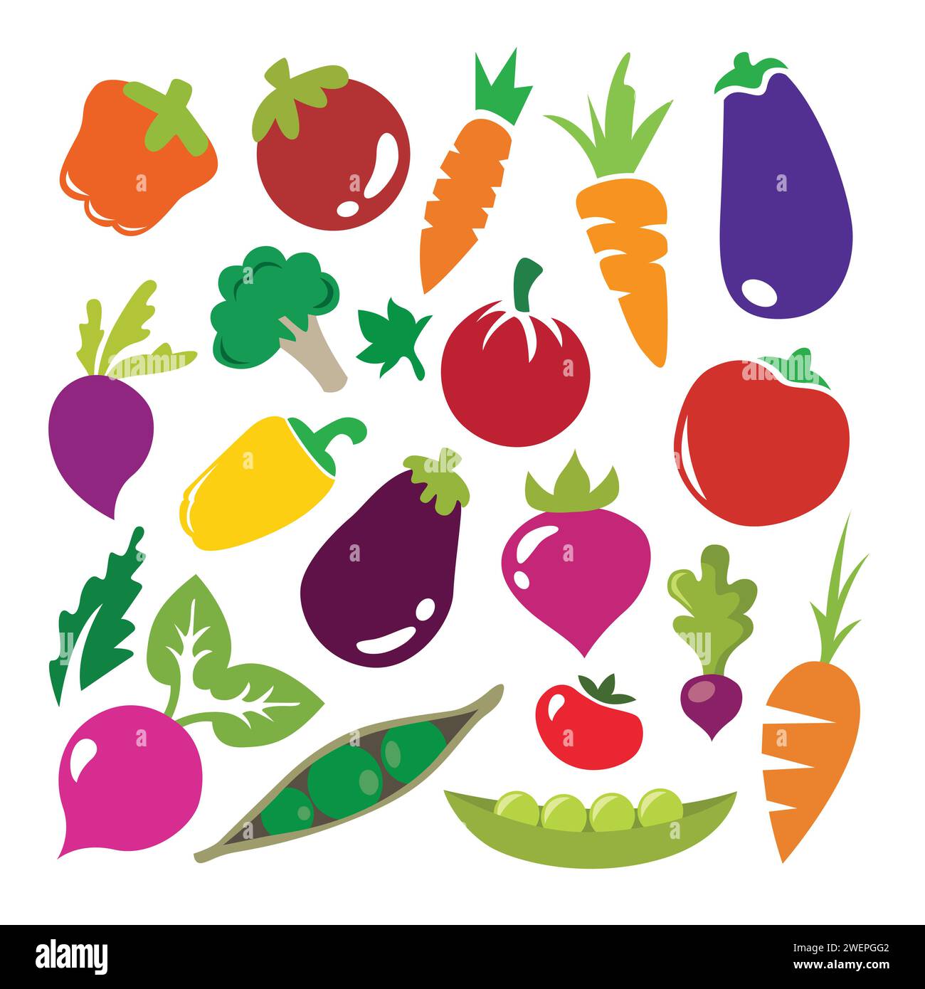 vegetables icons over white background. colorful design. vector ...