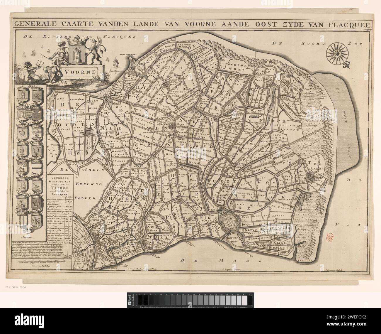 Map of Oost -Voorne (Voorne), Jan voters, After A. Steyaart, 1701 ...
