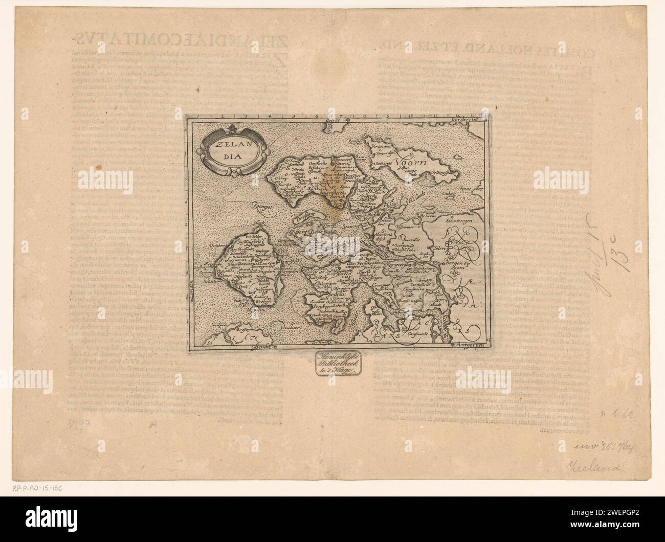 Map of Zeeland, Frans Hogenberg, 1598 - 1602 print At the top left the ...