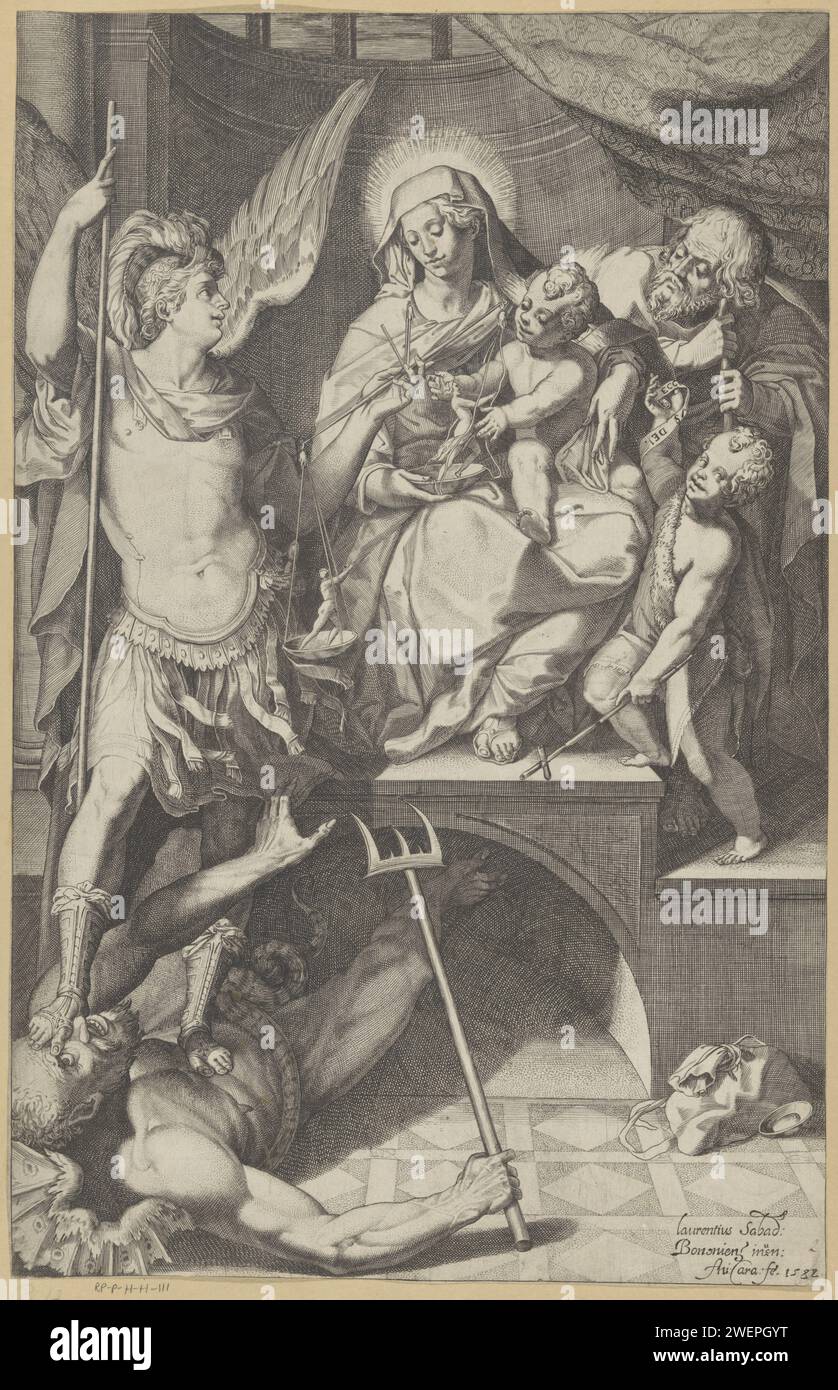 Holy family with the archangel Michaël and the young Johannes de Boper ...