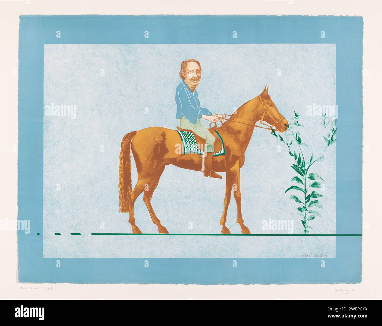 Rider on horseback (and profil) and plant, Aat Verhoog, c. 1965 - c ...