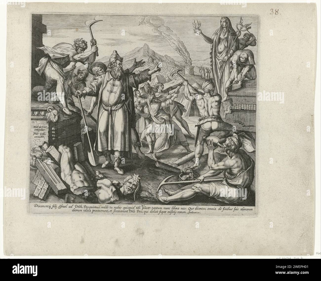 Destruction of the idols of Baal, Philips Galle (attributed to workshop ...