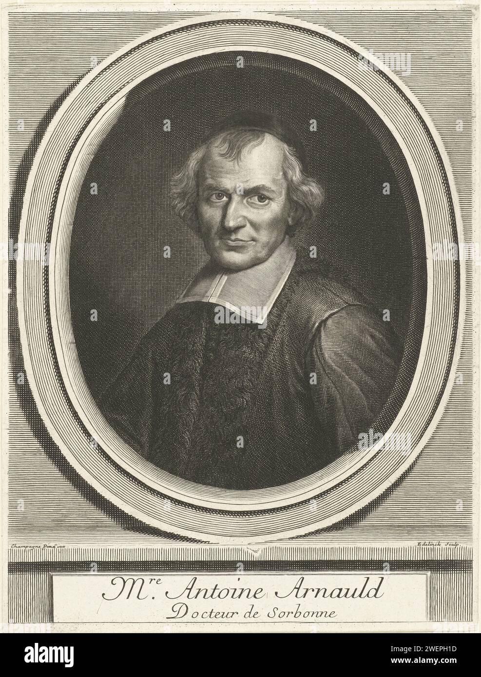 Portret van Antoine Arnauld, Gerard Edelinck, after Jean -Baptiste de ...