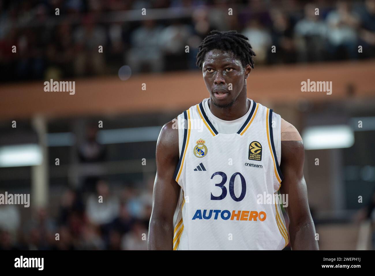 Monaco, Monaco. 19th Jan, 2024. Monaco player #30 Eli Ndiaye is seen in action during the ...