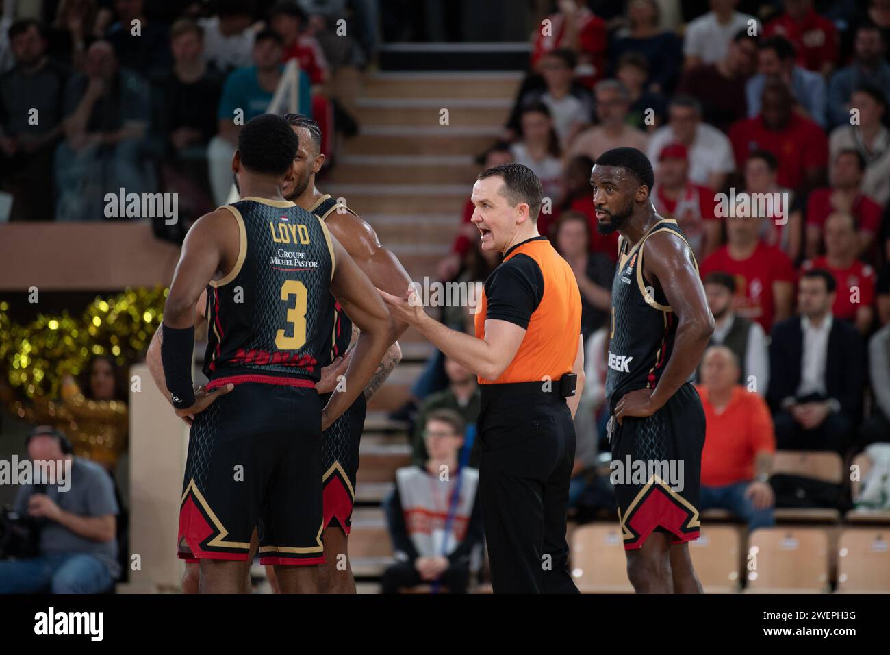 Monaco, Monaco. 19th Jan, 2024. Monaco players #3 Jordan Lloyd, #4 ...