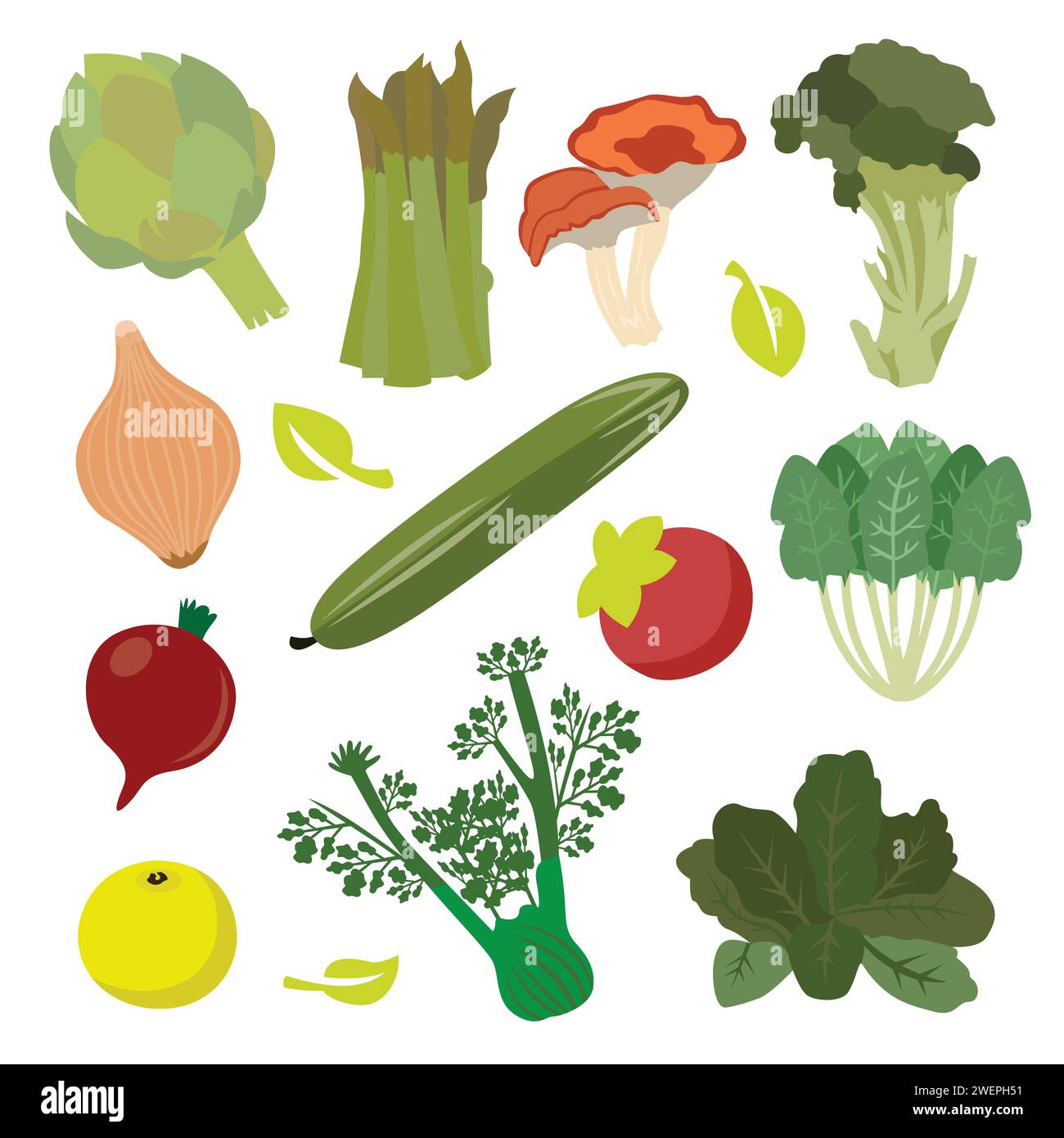 Vegetables set. Vegetarian food. Vector illustration in flat style ...