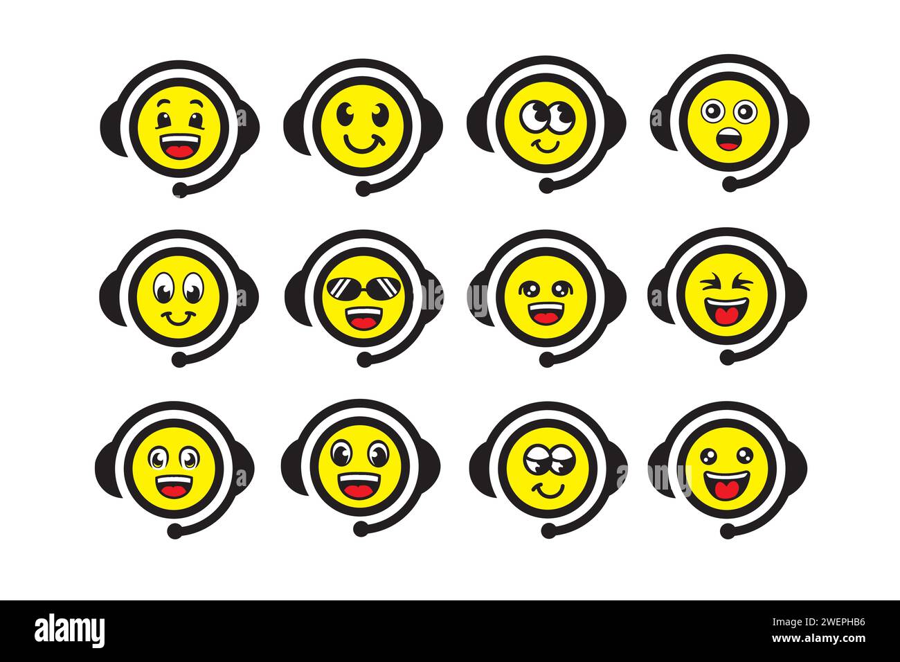 Emoticon set. Emoticon smiley faces. Vector illustration Stock Vector ...