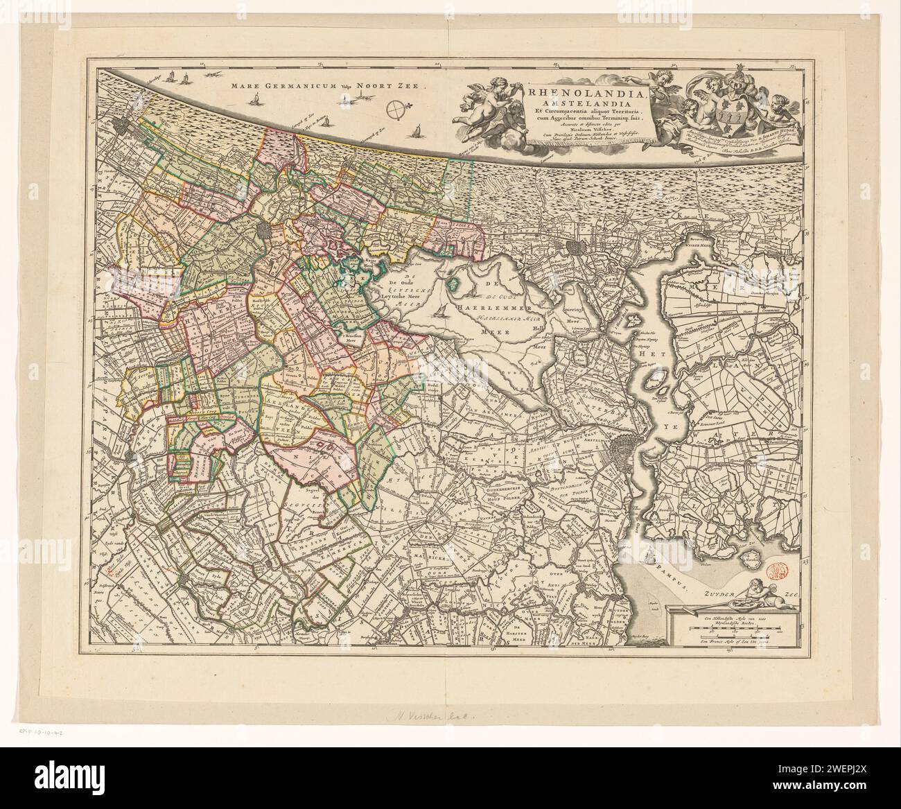 Map of Rijnland and Amstelland, Anonymous, 1720 - 1775 print Map of ...