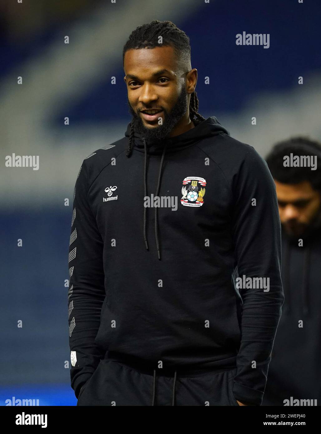 Coventry City's Kasey Palmer inspects the pitch ahead of the Emirates ...