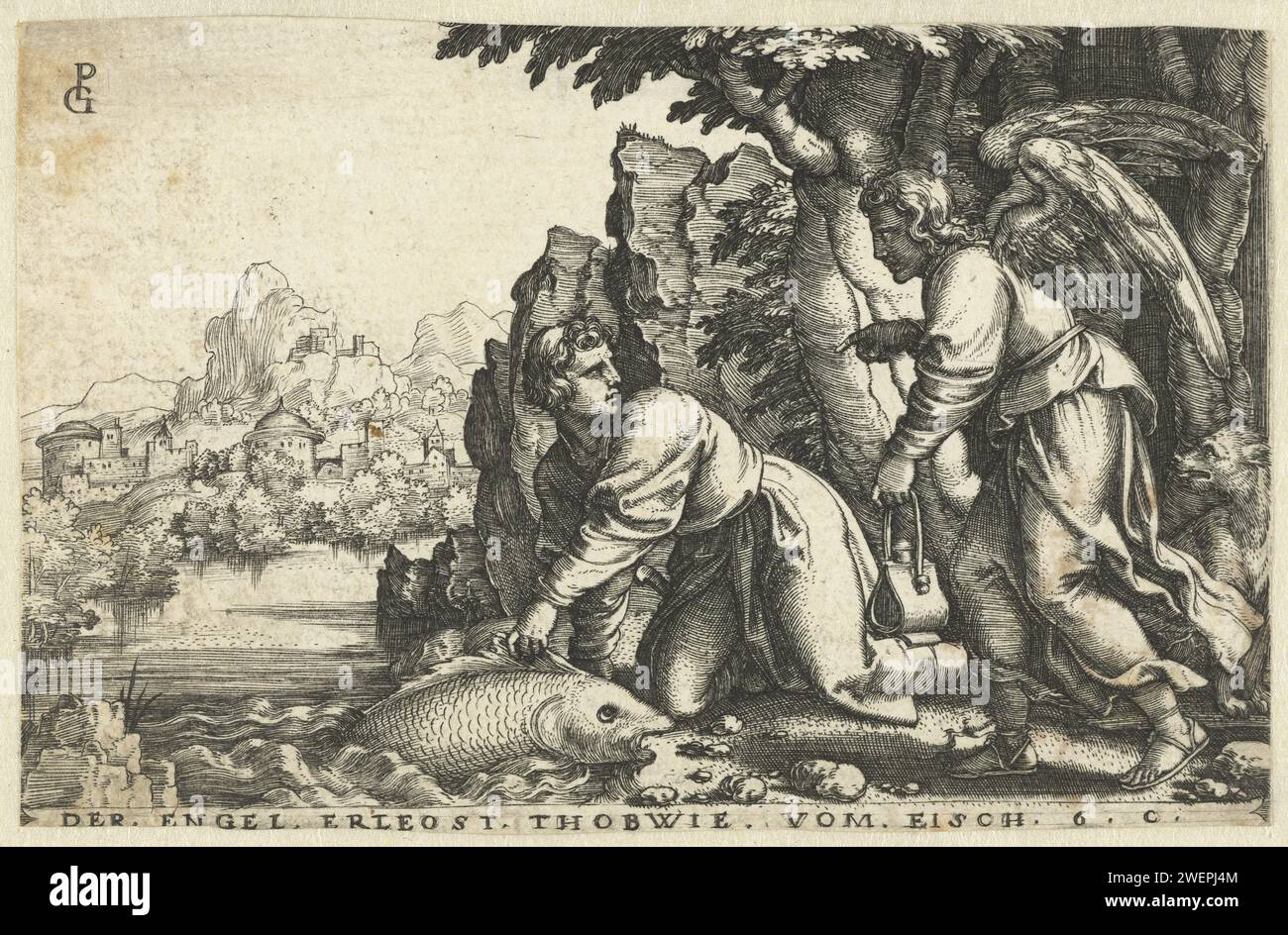 Tobias catches a large fish, Georg Pencz, 1543 on the advice of the ...