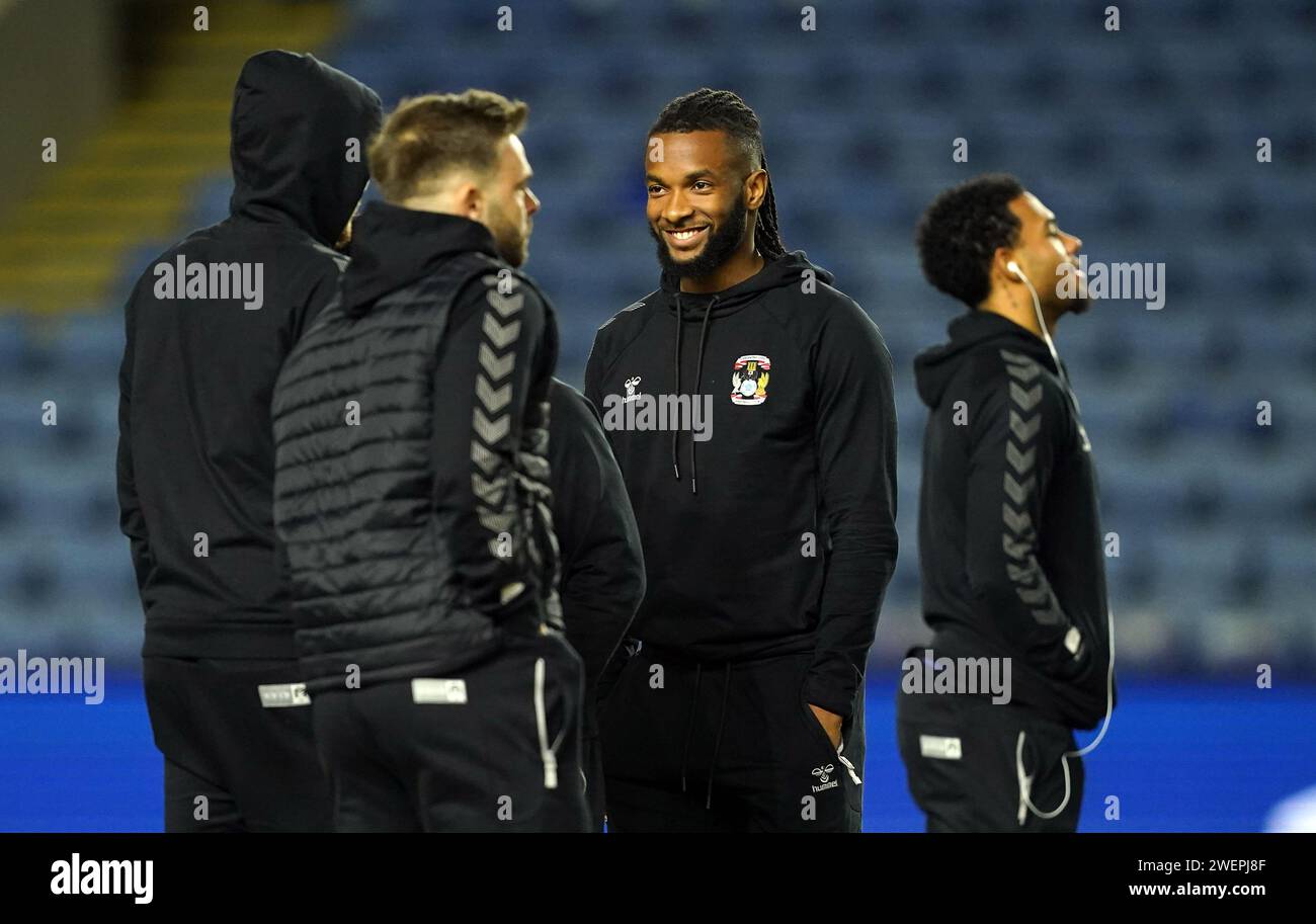 Coventry City's Kasey Palmer inspects the pitch ahead of the Emirates ...