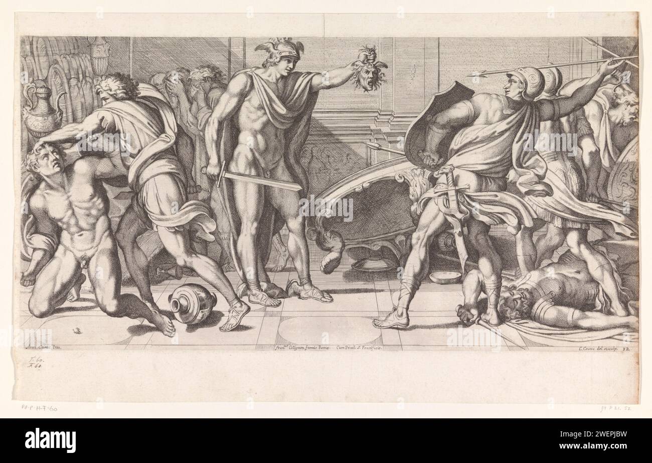 Phineus and his followers changed to stone, 1656 print View in a party ...