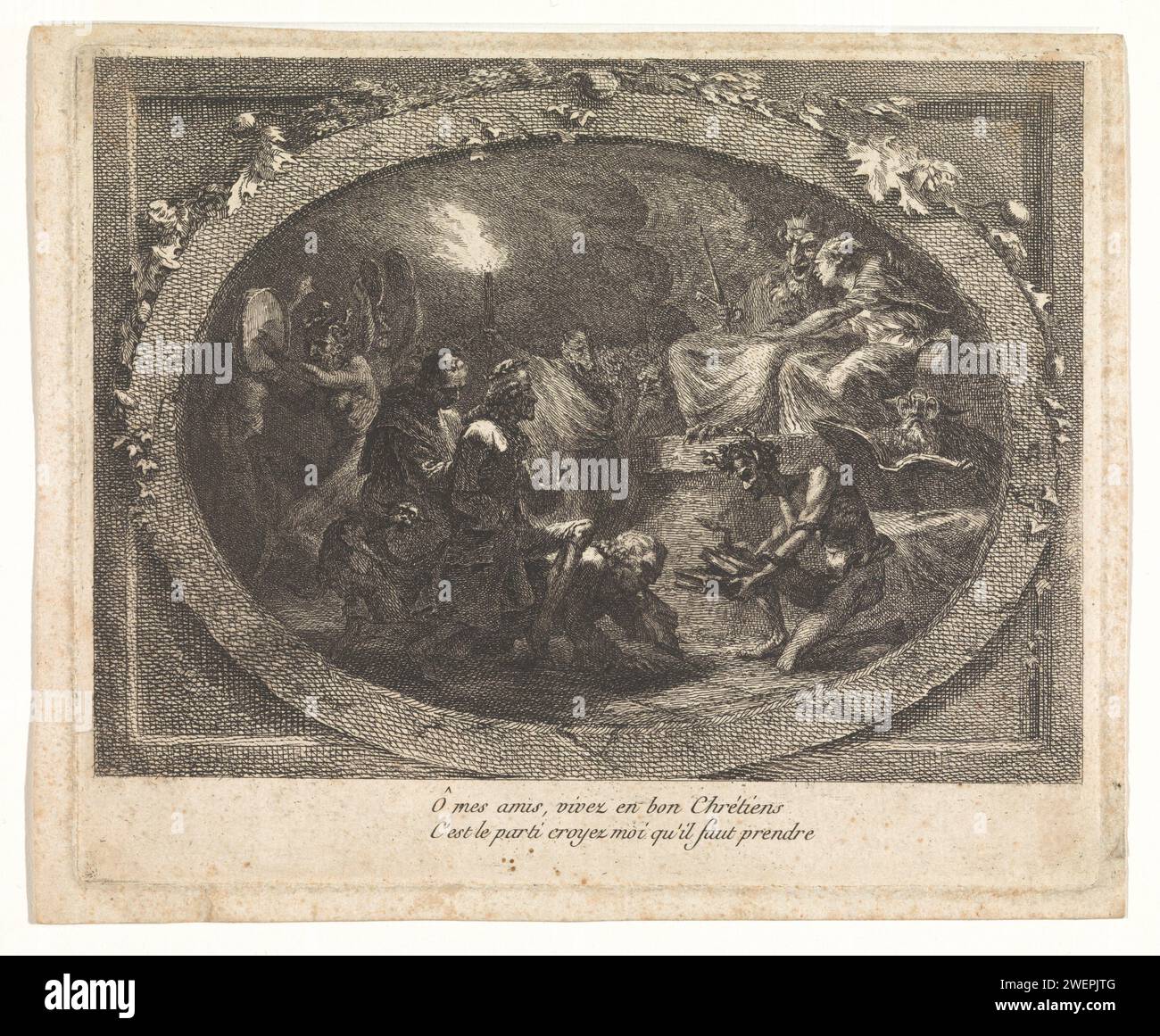 Voltaire arrived in hell, Gabriel Jacques de Saint-Aubin (school of), c ...