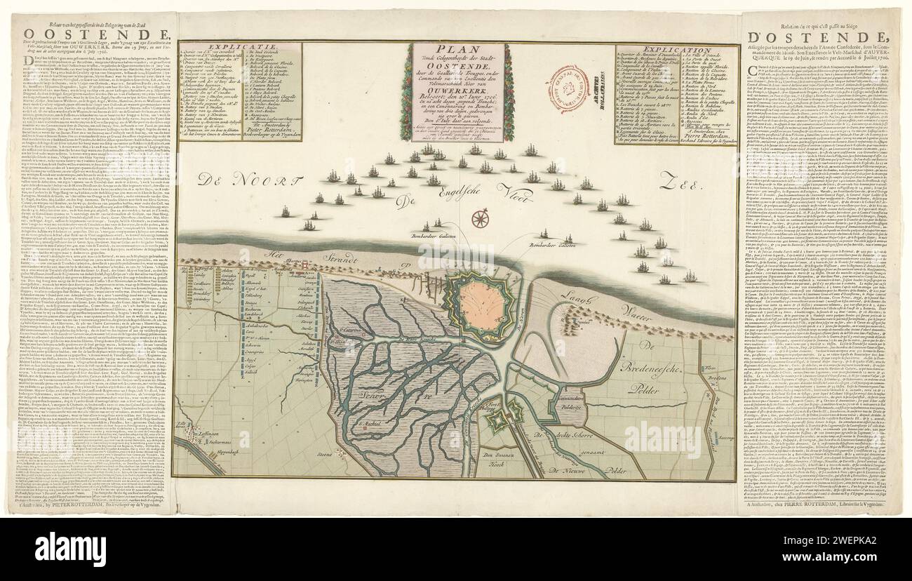 Siege of Ostend, 1706, 1706 print Map of the siege of Ostend by the ...