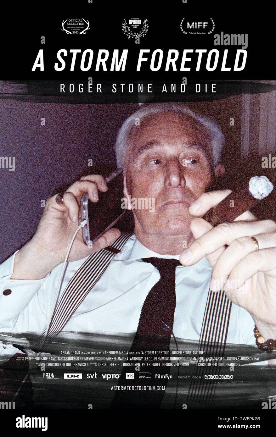 A STORM FORETOLD, poster, Roger Stone, 2023. © Abramorama /Courtesy ...
