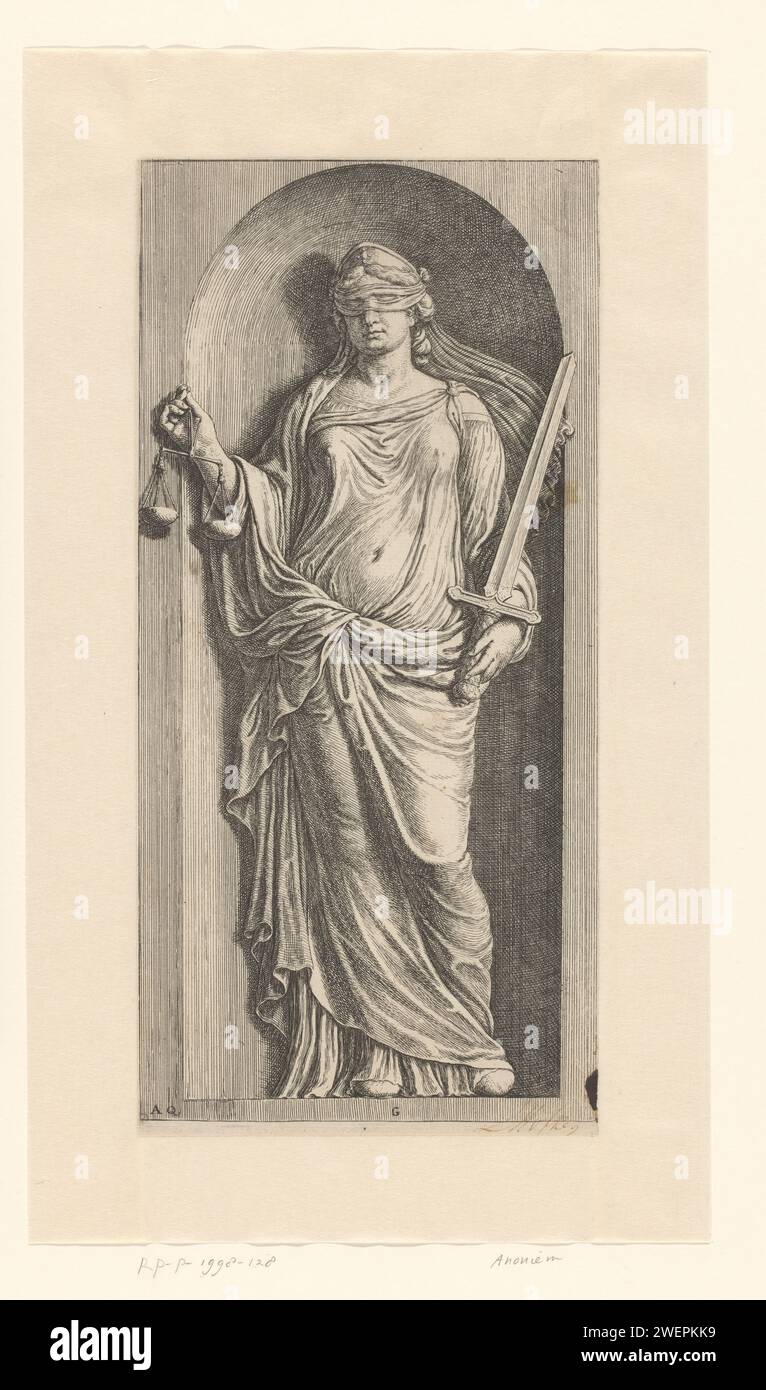 Lady Justitia, Anonymous, After Artus Quellinus, 1655 - 1699 print ...
