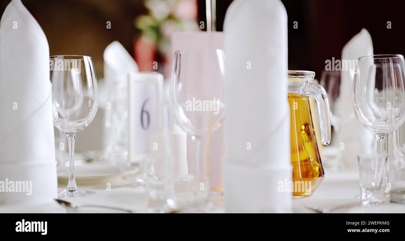 decorated table for a wedding dinner Stock Photo - Alamy