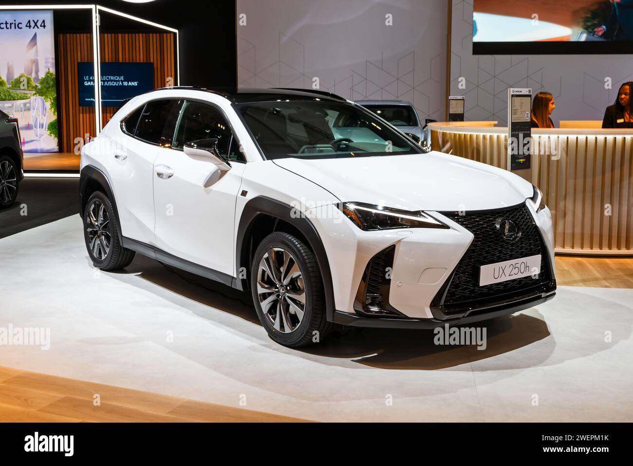 Lexus UX 250h hybrid electric compact SUV car at the Brussels Autosalon ...