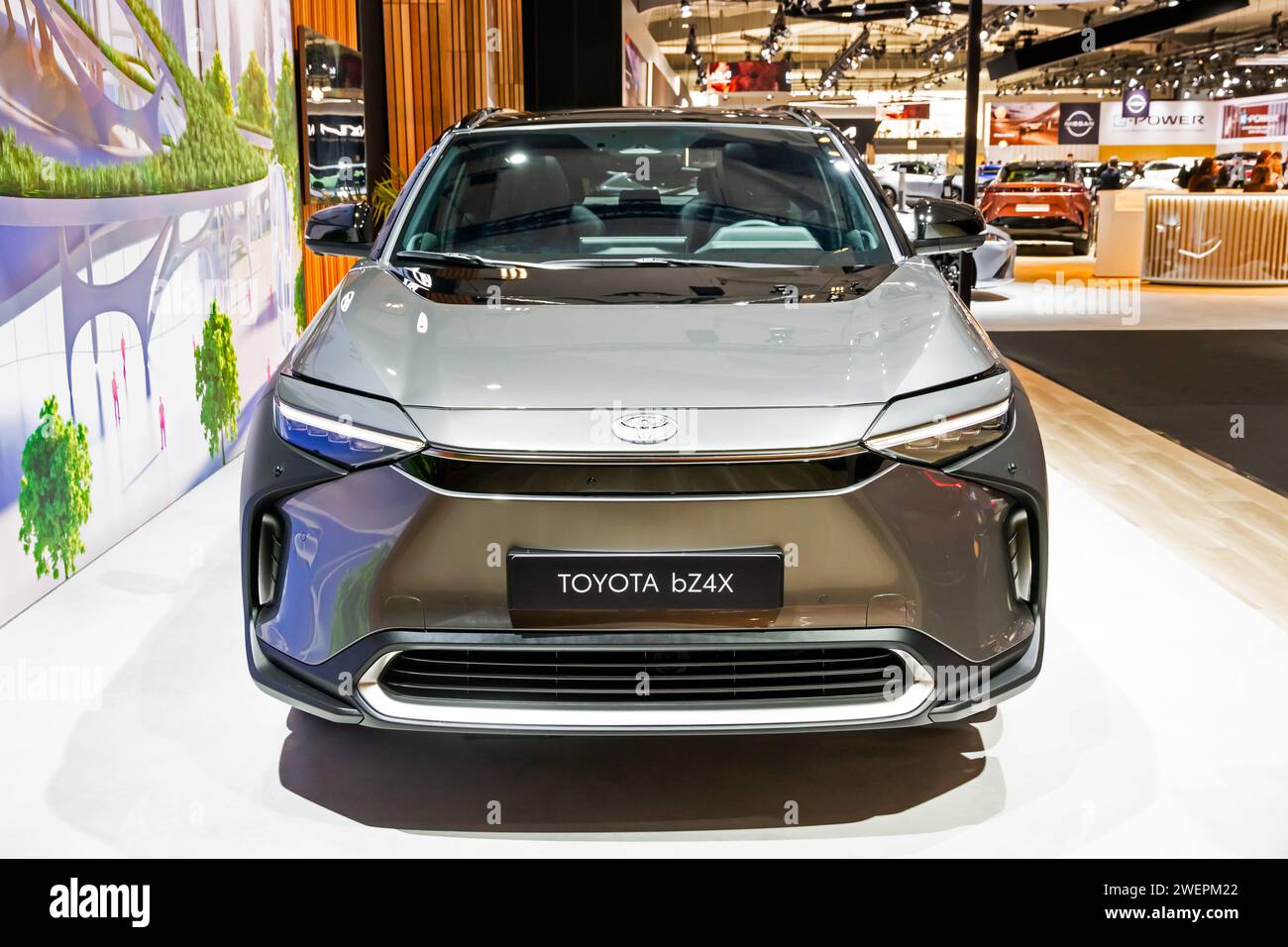 Toyota bZ4X electric SUV car at the Brussels Autosalon European Motor ...