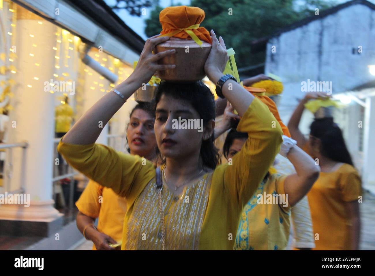 A woman of Indian descent, Tamil, celebrates the Thaipusam festival by ...