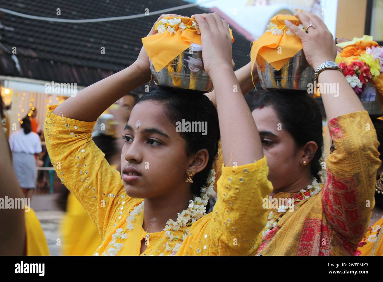 A woman of Indian descent, Tamil, celebrates the Thaipusam festival by ...