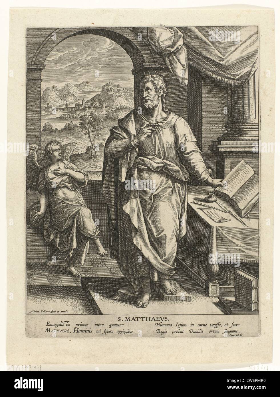 Evangelist Mattüs, 1570 - 1618 print The evangelist Matthew standing ...