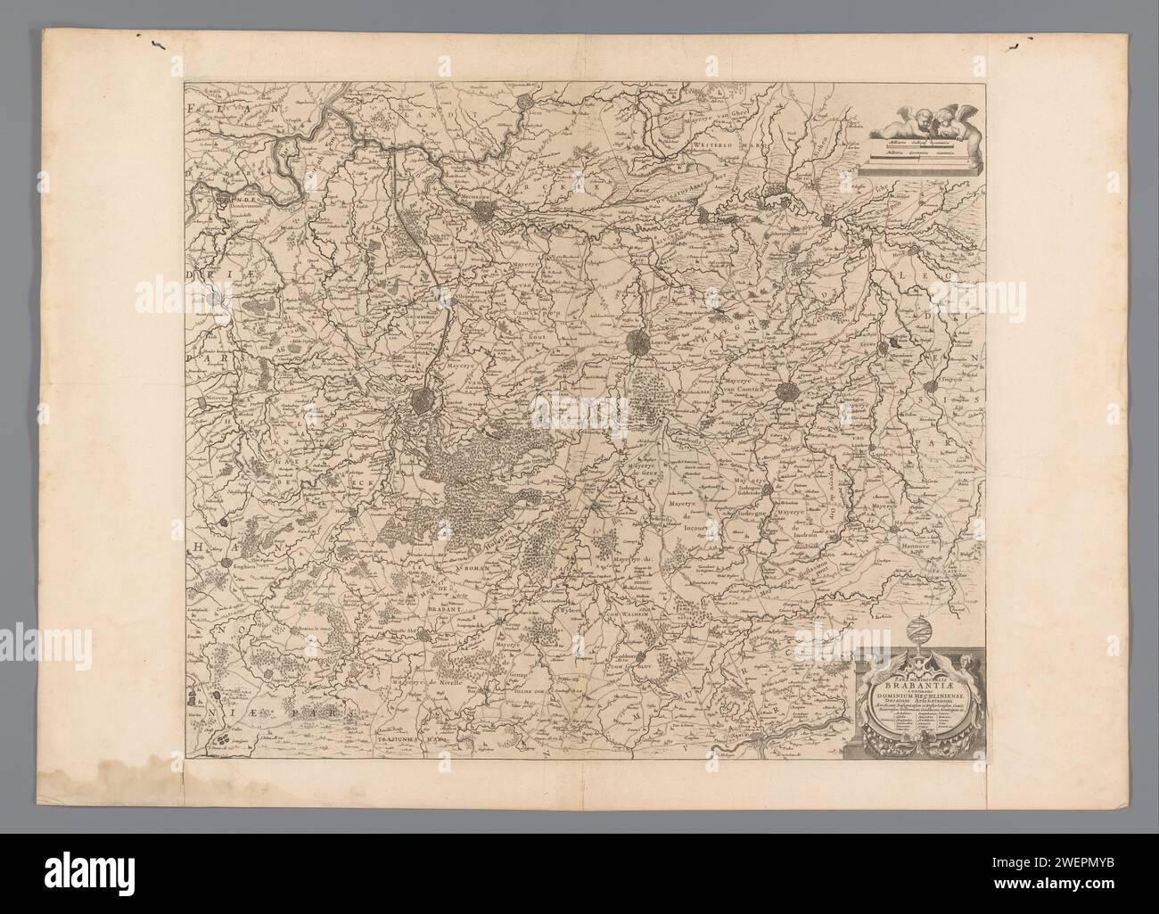 Map of the southern part of the Duchy Brabant, Anonymous, 1634 - 1649 print Map of the southern ...