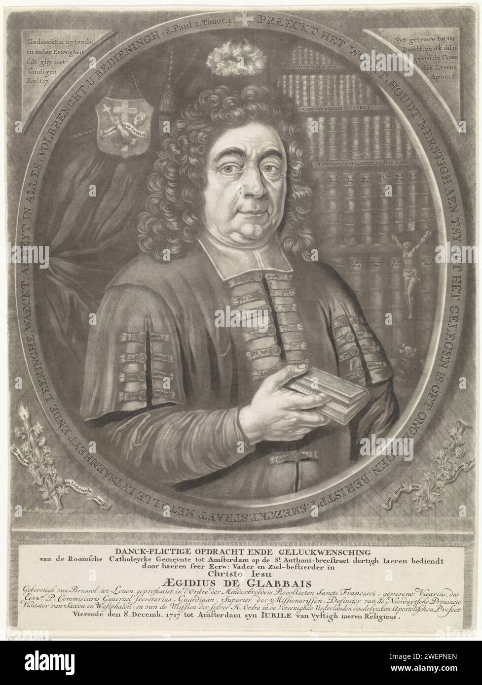 Portret Van Giles de Glabbais, Andries van Buysen (Sr.), 1717 print ...