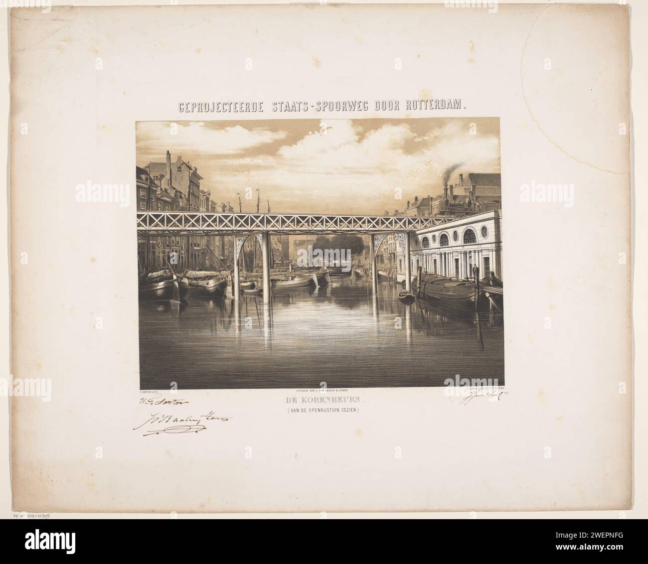 View of the Korenbeurs in Rotterdam with the future vision of a railway ...