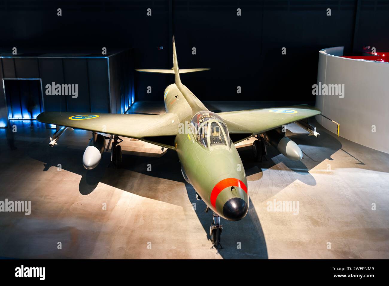 Hawker Hunter fighter jet of the Swedish Air Force in the ...