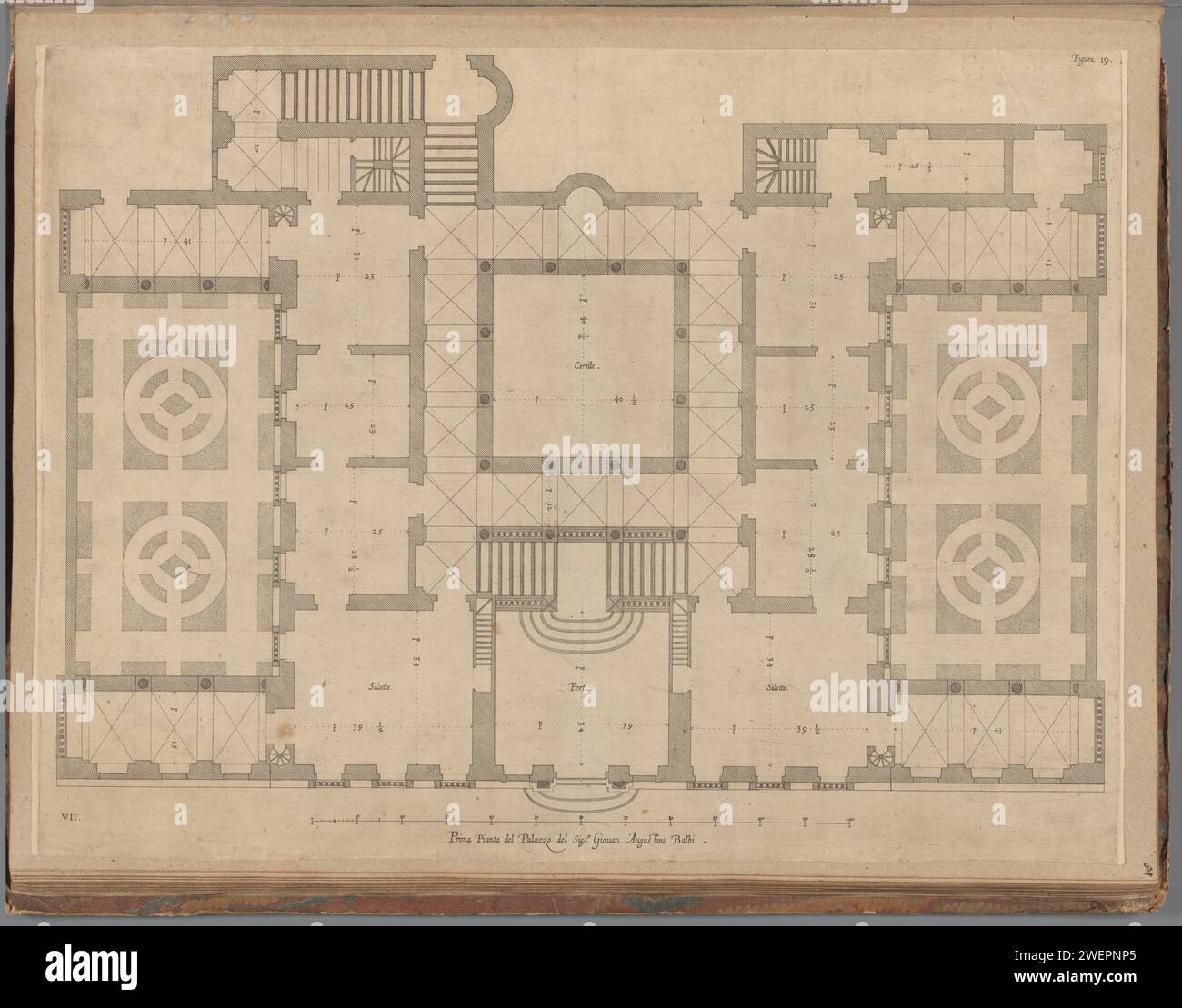 Map of the ground floor of the Palazzo Durazzo-Pallavicini in Genoa ...