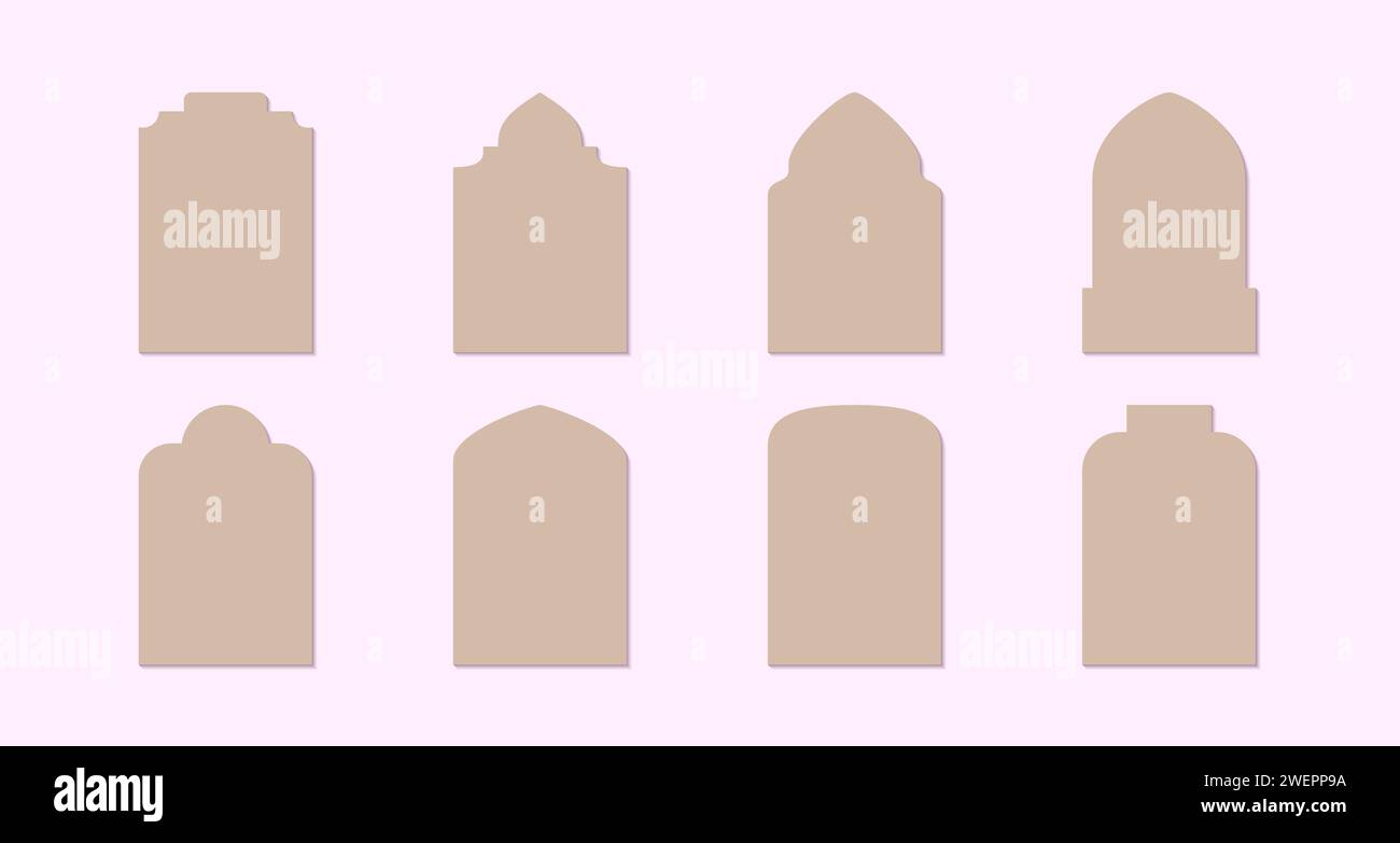 Simple arabic style arches, frames. Minimalist ramadan kareem and eid ...