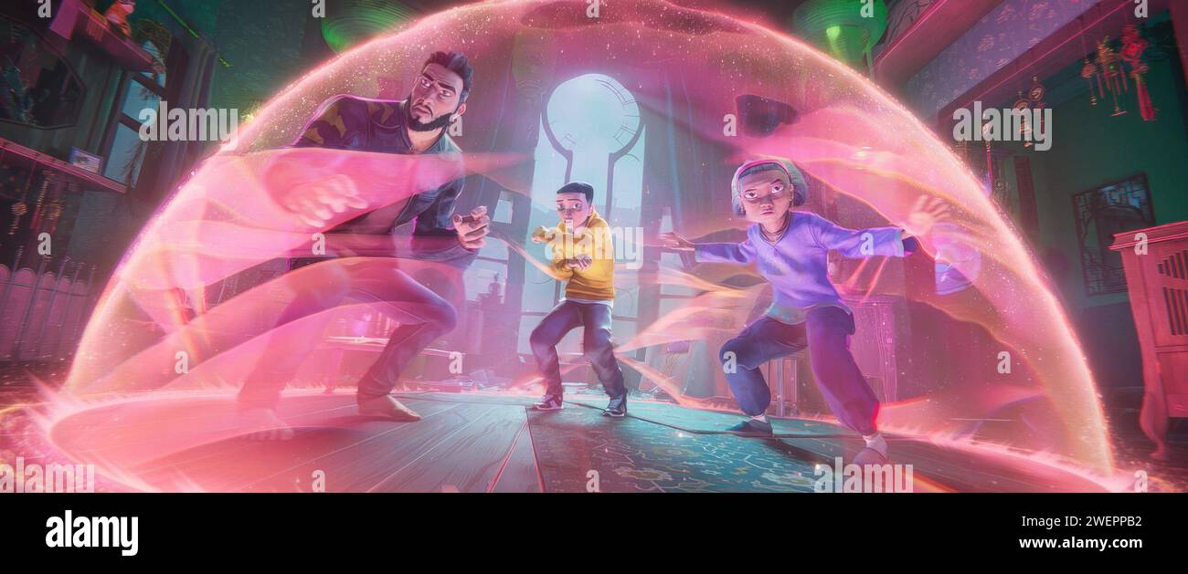 TIGER'S APPRENTICE, from left: Mr. Hu (voice: Henry Golding), Tom the ...