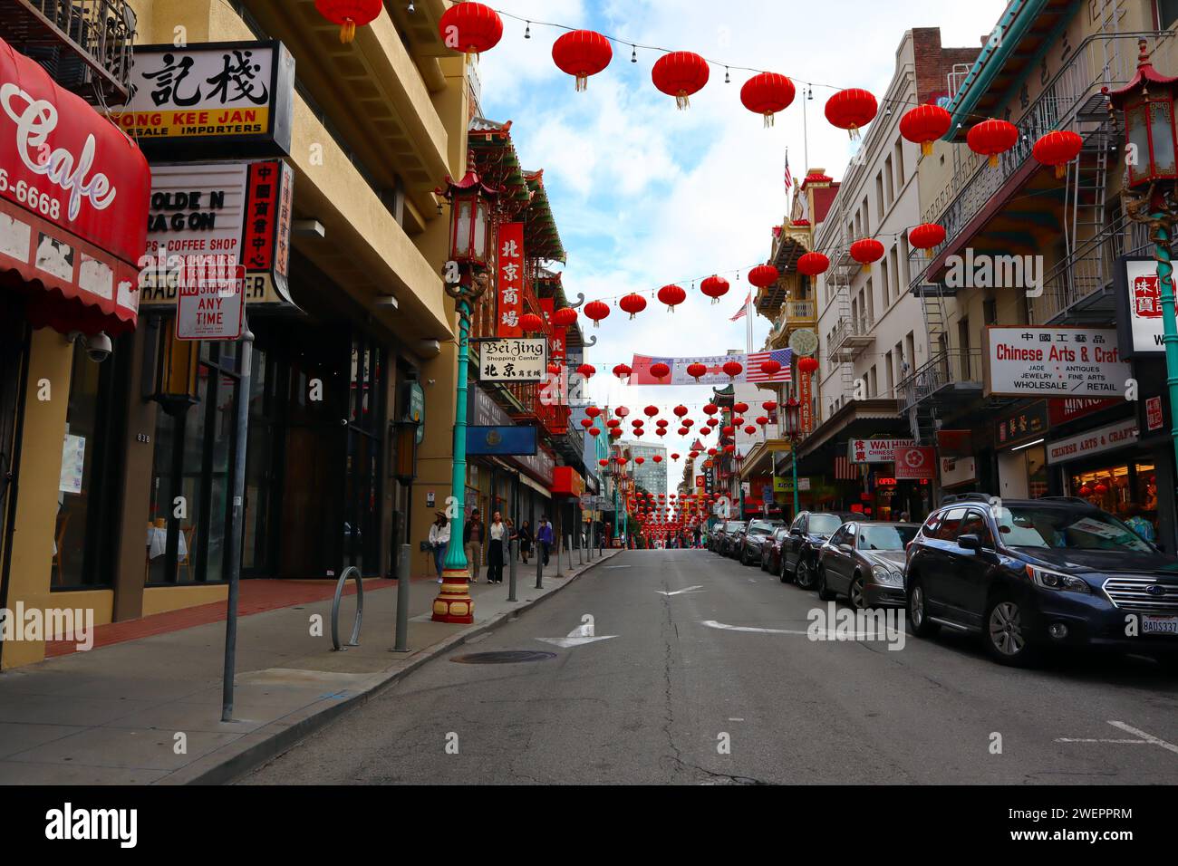 San Francisco, California: view of Chinatown, chinese ethnic ...
