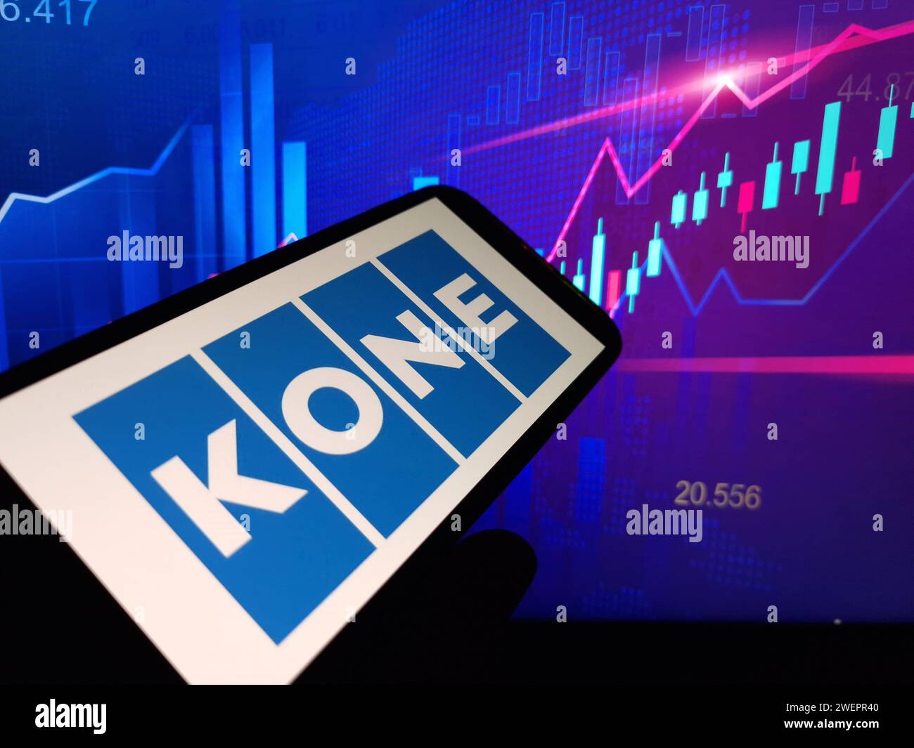 Konskie, Poland - January 25, 2024: KONE company logo displayed on ...