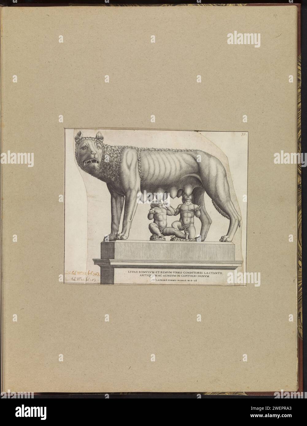 Wolvin with Romulus and Remus, Nicolas Beatrizet (attributed to), 1552 ...